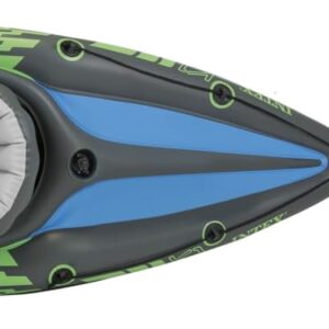 Intex Challenger K1 Kayak 1 Man Inflatable Canoe with Aluminum Oars and Hand Pump, Green/Blue