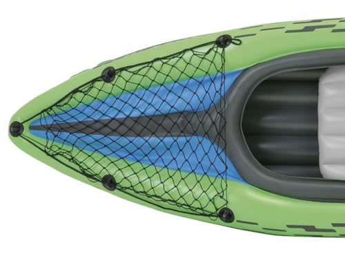 Intex Challenger K1 Kayak 1 Man Inflatable Canoe with Aluminum Oars and Hand Pump, Green/Blue