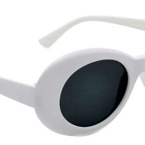 EHH - Women's Round Retro Oval Sunglasses Color Tint or Smoke Lenses Clout Goggles, White, Black, Large