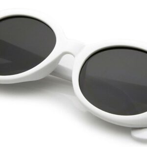 EHH - Women's Round Retro Oval Sunglasses Color Tint or Smoke Lenses Clout Goggles, White, Black, Large