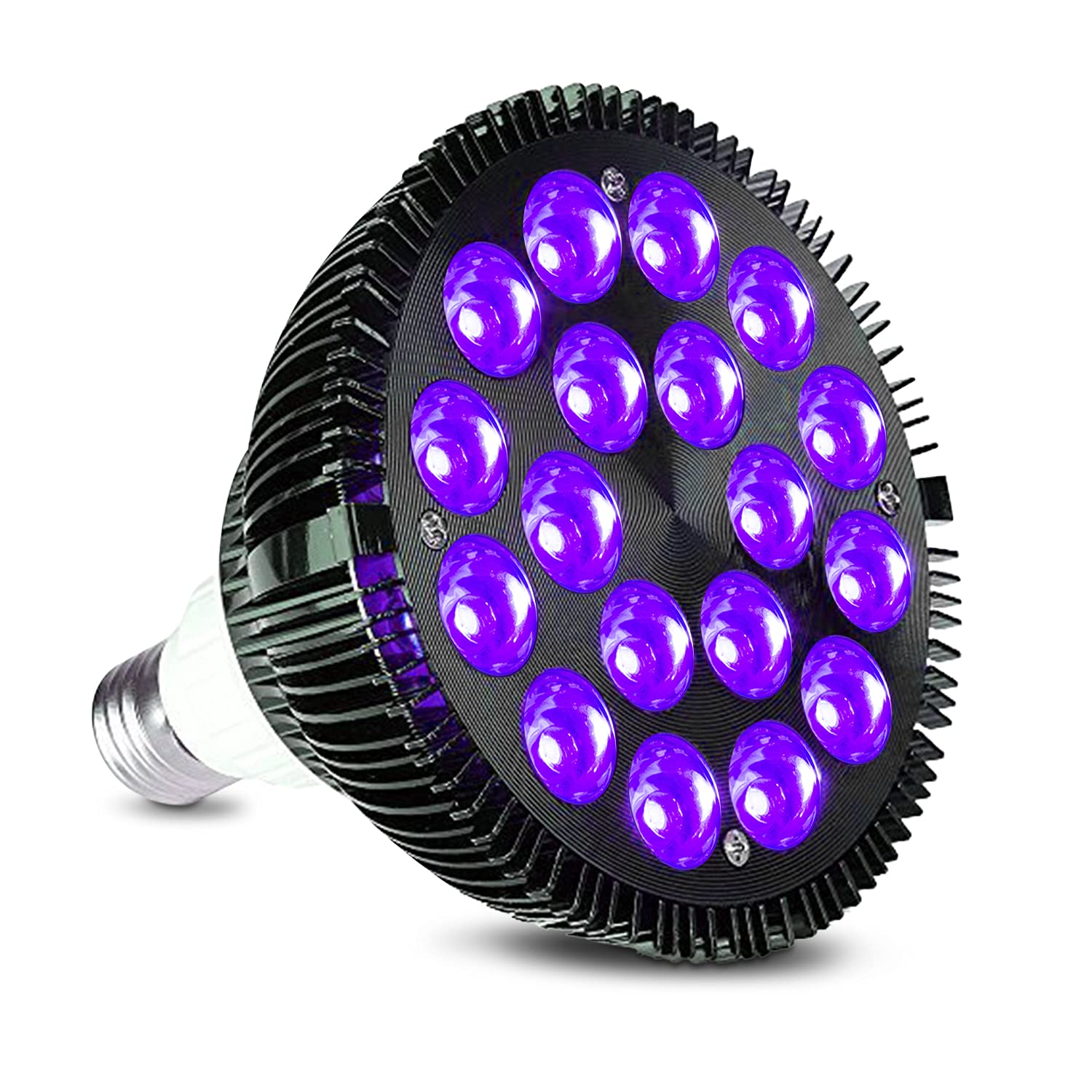 KINGBO Black Light Bulb, 36W LED Blacklight Bulbs E26 PAR38 Glow in The Dark, 395nm LEDs for Blacklight Party, Fluorescent Art, DJ Dance Party, Holiday Decorations, Acrylic Pouring Light