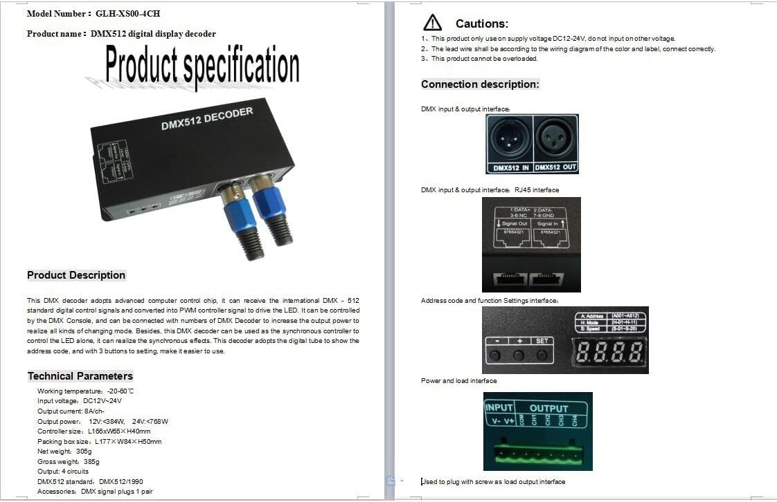 AMKI DMX 512 LED Decoder Controller for RGB Tape Strip Light Dimmer Driver (4 Channel with Display)