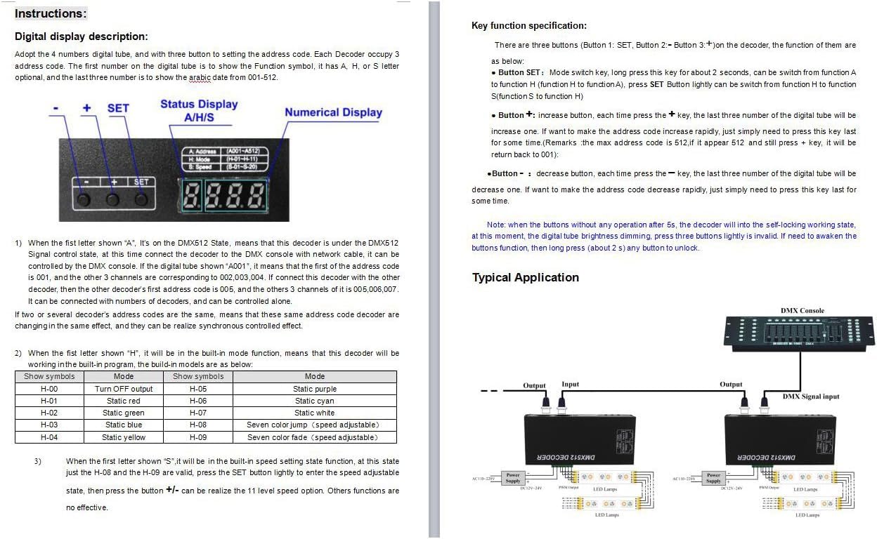 AMKI DMX 512 LED Decoder Controller for RGB Tape Strip Light Dimmer Driver (4 Channel with Display)