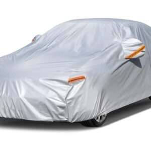 Kayme 6 Layers Car Cover Waterproof All Weather for Automobiles, Outdoor Full Cover Rain Sun UV Protection with Zipper Cotton, Size A2 3XL Universal Fit for Sedan (186-193 inch)