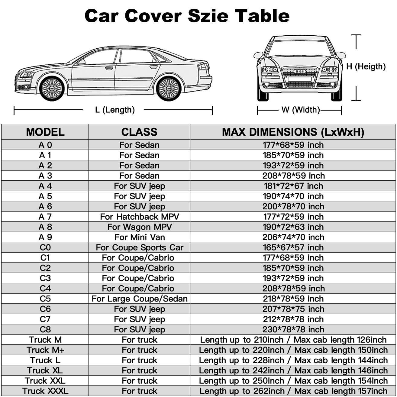 Kayme 6 Layers Car Cover Waterproof All Weather for Automobiles, Outdoor Full Cover Rain Sun UV Protection with Zipper Cotton, Size A2 3XL Universal Fit for Sedan (186-193 inch)