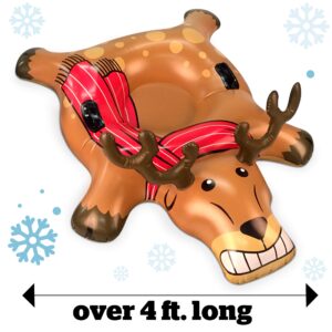 BigMouth Inc Large 48" Inflatable Snow Tube for Kids and Adults, Durable Winter Toy for Tubing & Sledding - Reindeer