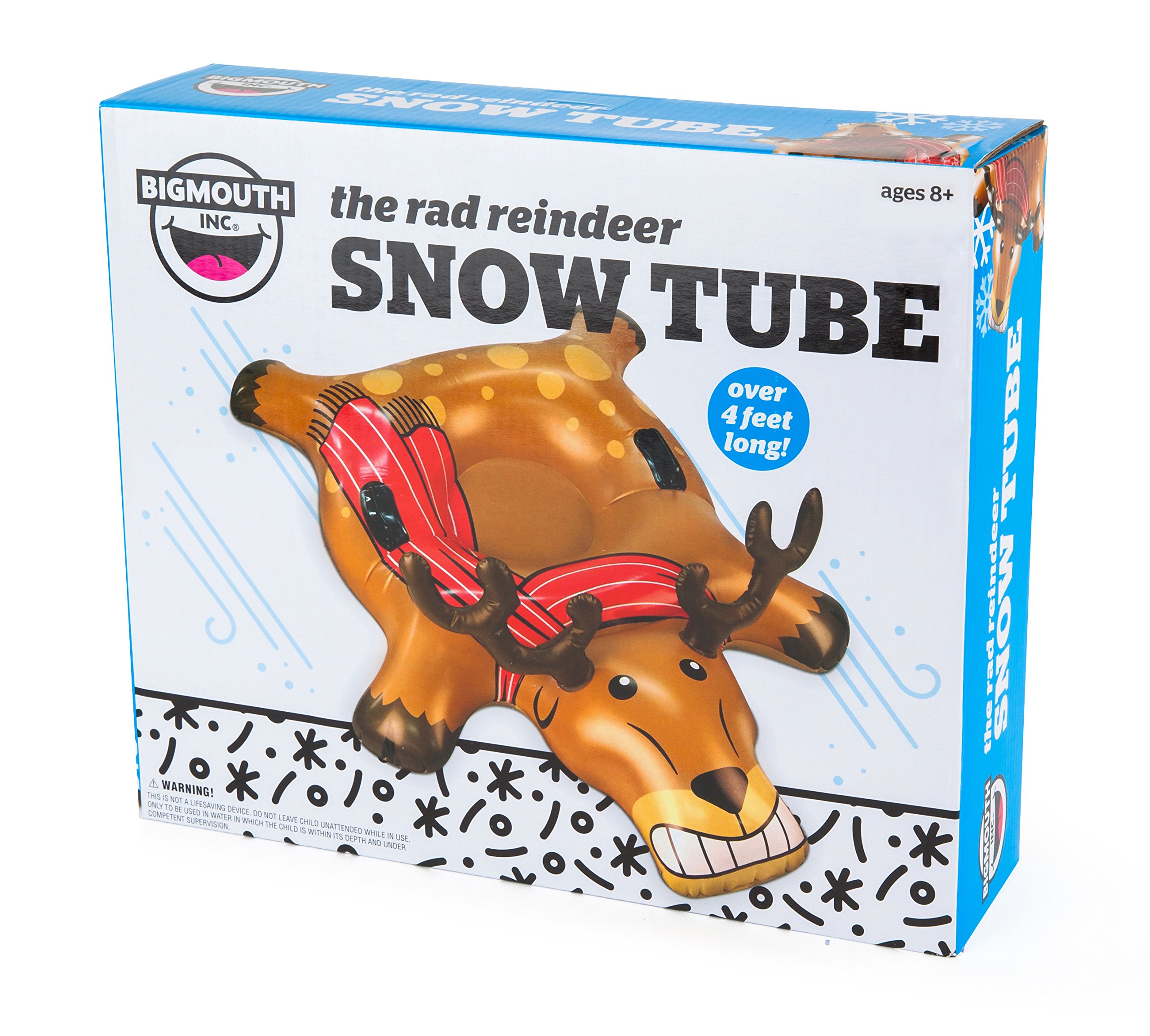 BigMouth Inc Large 48" Inflatable Snow Tube for Kids and Adults, Durable Winter Toy for Tubing & Sledding - Reindeer