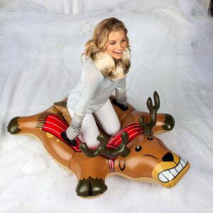 BigMouth Inc Large 48" Inflatable Snow Tube for Kids and Adults, Durable Winter Toy for Tubing & Sledding - Reindeer