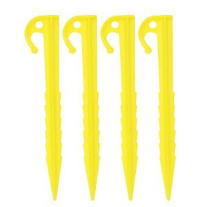 camdesign 4pc visible yellow plastic universal tent pegs ground nail stakes for camping gardening dji drone landing pad canopies landscaping outdoor