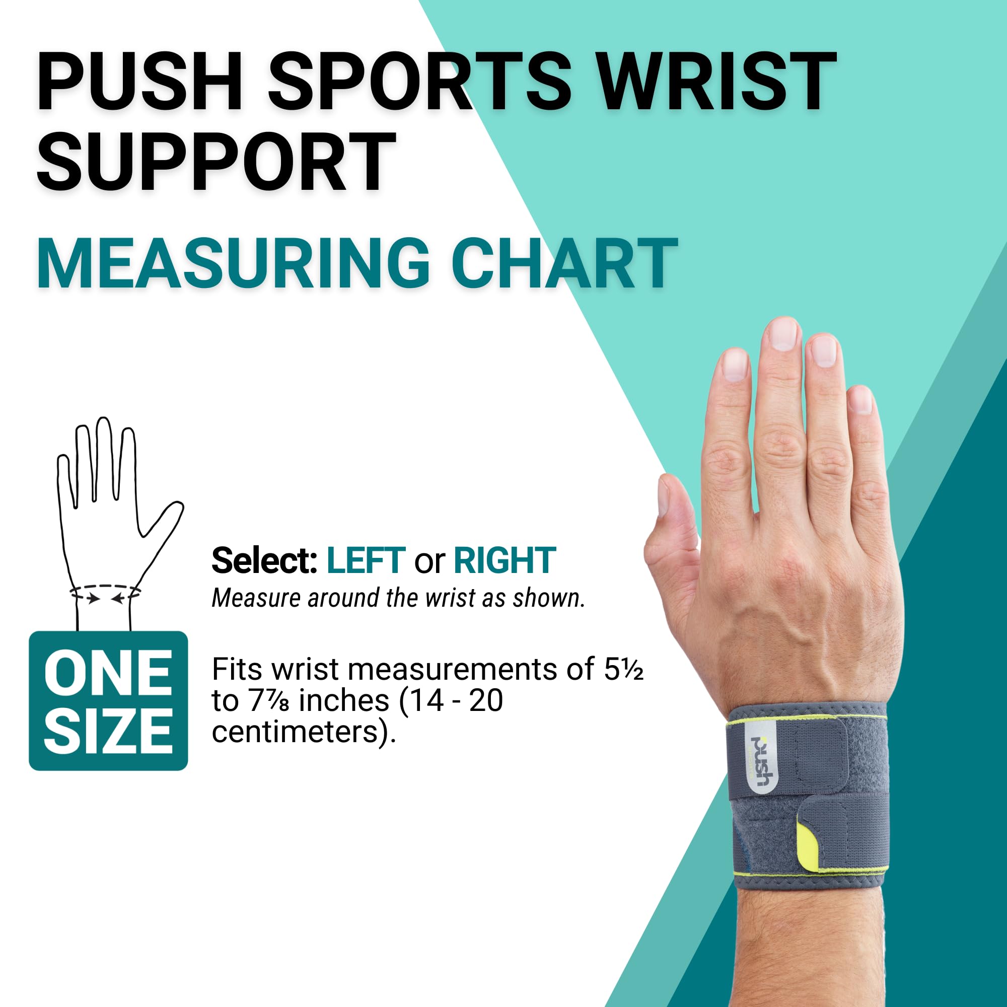 Push Sports Wrist Support Brace for Sports & Athletics - Relieve Pain from Tendonitis, Sports Fractures (Left) - Wrist Support Weight Lifting, Wrist Support Brace, Wrist Brace for Weightlifting