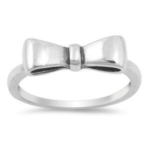 oxidized bow ribbon gift knot fashion ring .925 sterling silver band size 9