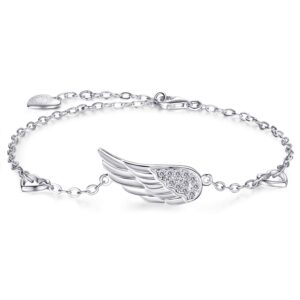 billie bijoux 925 sterling silver women angel wing adjustable chain bracelet diamond white gold plated bracelet women gift for women valentine's day (style 1)