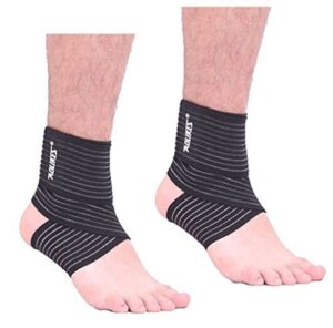 mcolics (1 pair ankle support breathable ankle foot brace compression wrap sports bandage strap for running basketball ankle sprain men women running basketball football volleyball (black)