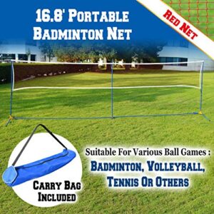 benefitusa portable badminton net volleyball tennis net w stand for family sport (16.7' x 2.5')