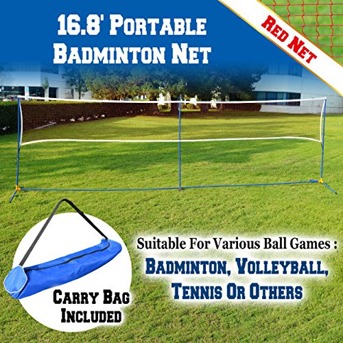 BenefitUSA Portable Badminton Net Volleyball Tennis Net w Stand for Family Sport (16.7' x 2.5')