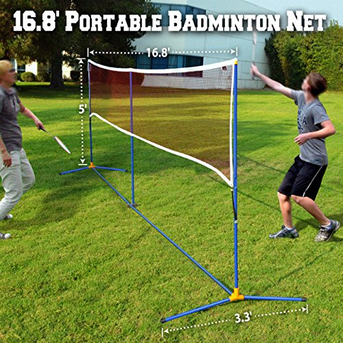 BenefitUSA Portable Badminton Net Volleyball Tennis Net w Stand for Family Sport (16.7' x 2.5')