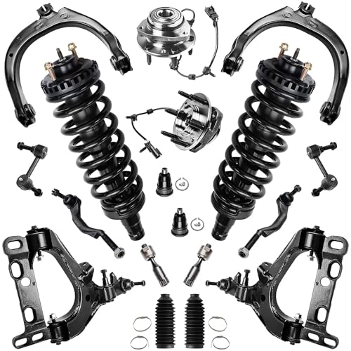 Detroit Axle - 18pc Front End Suspension Kit for 2003 Chevy Trailblazer EXT GMC Envoy, Upper Lower Control Arms Ball Joints Ready Struts Wheel Bearing and Hubs Sway Bars Tie Rods Boots Replacement