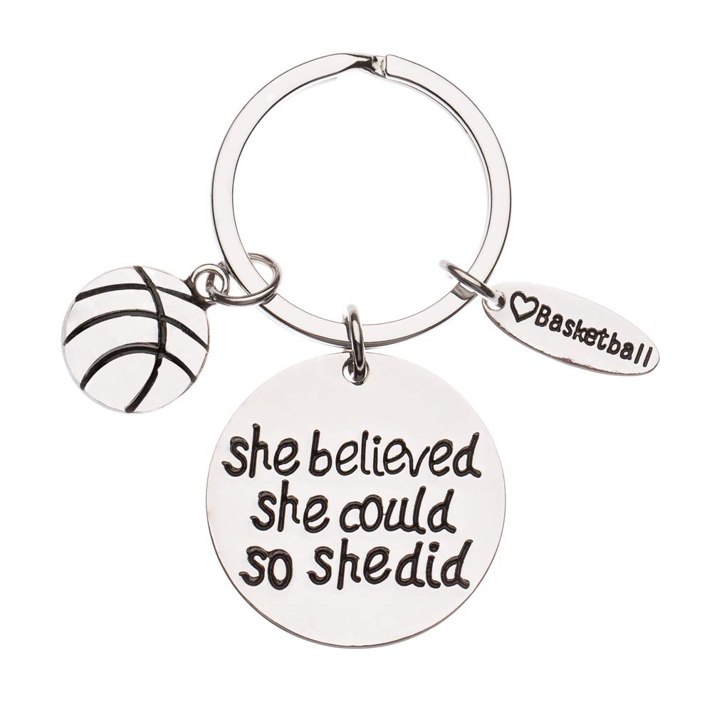 Infinity Collection Basketball Keychain- Girls Basketball Gift, She Believed She Could Basketball Jewelry For Female Basketball Players & Coaches