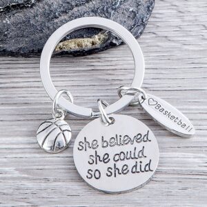 Infinity Collection Basketball Keychain- Girls Basketball Gift, She Believed She Could Basketball Jewelry For Female Basketball Players & Coaches