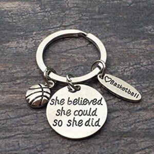 Infinity Collection Basketball Keychain- Girls Basketball Gift, She Believed She Could Basketball Jewelry For Female Basketball Players & Coaches