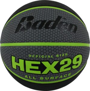 baden hex deluxe rubber basketball, black/gray/green