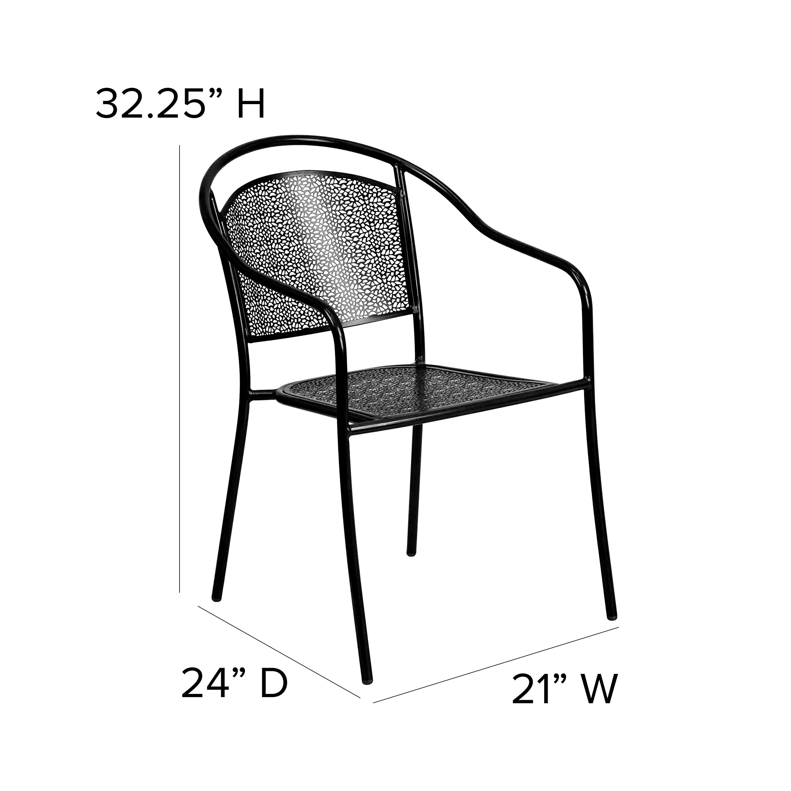 Flash Furniture Oia Commercial Grade 5 Pack Black Indoor-Outdoor Steel Patio Arm Chair with Round Back