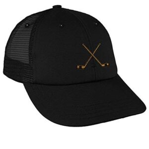 speedy pros hockey sticks embroidery design low crown mesh golf snapback hat black