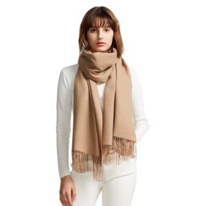 maamgic women's scarf pashmina shawls and wraps for evening dresses travel office winter wedding cashmere feel large scarves tan/camel