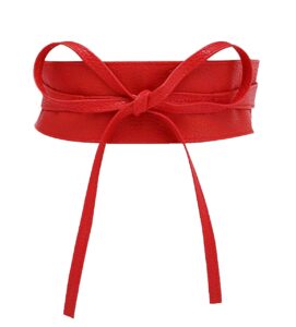 chic diary fashion women faux leather bow tie waistband elastic stretch waist strap cummerbund waist band belt for dress