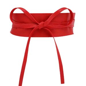 CHIC DIARY Fashion Women Faux Leather Bow Tie Waistband Elastic Stretch Waist Strap Cummerbund Waist Band Belt for Dress