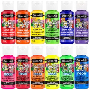 decoart acrylic 2 oz 12 count brights craft paint value pack, 2 fl oz (pack of 12), 24 oz