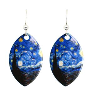 starry night van gogh earrings by d'ears non-tarnish sterling silver french hook ear wire