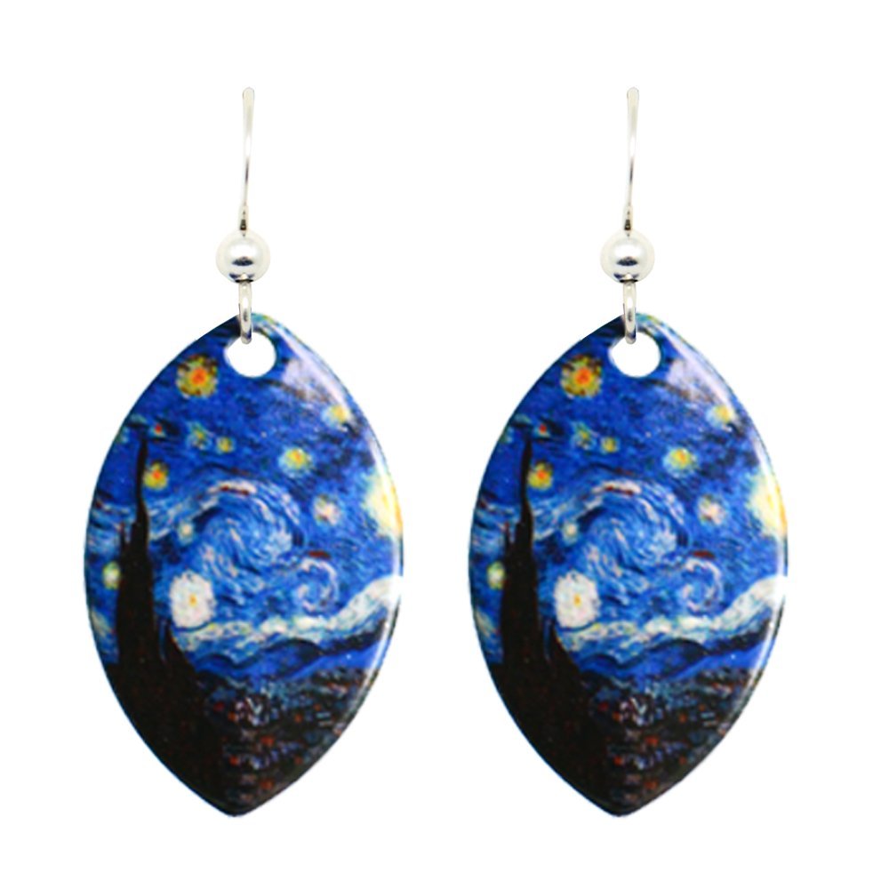 Starry Night Van Gogh Earrings by d'ears Non-Tarnish Sterling Silver French Hook Ear Wire