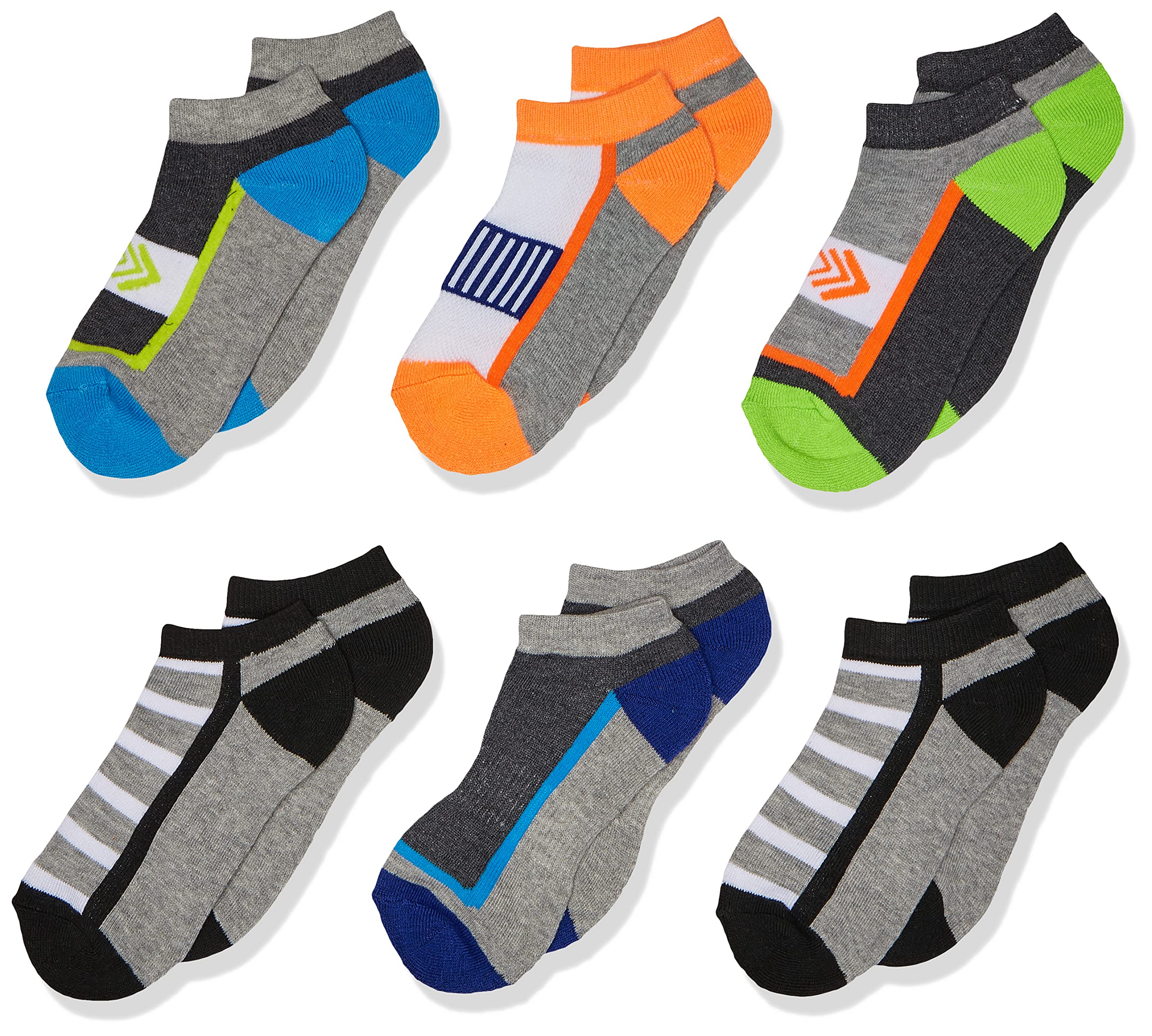 Jefferies Socks Boy's Sport Athletic Colorful Pattern Low Cut Half Cushion Socks 6 Pair Pack, Multi, Small