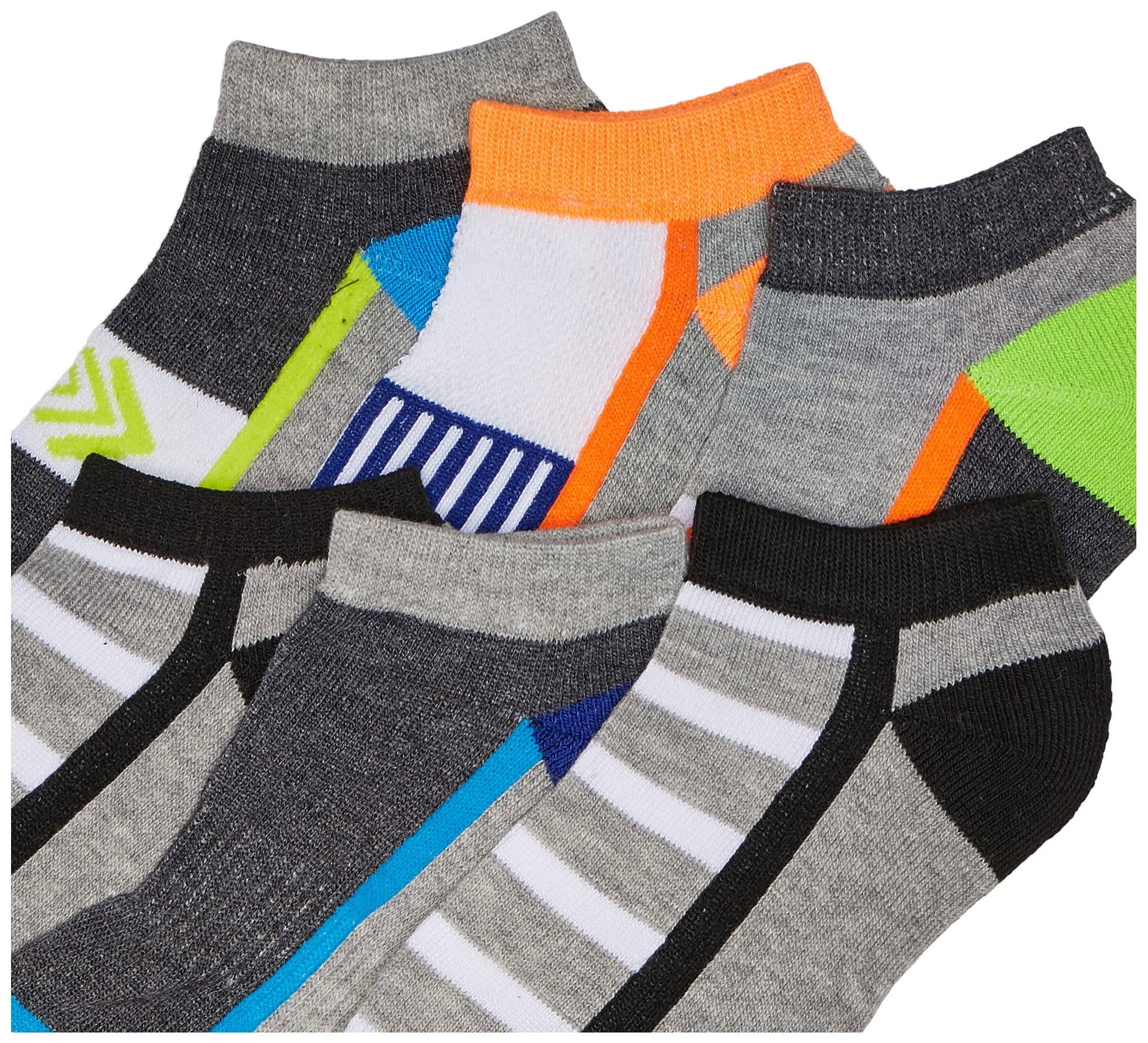 Jefferies Socks Boy's Sport Athletic Colorful Pattern Low Cut Half Cushion Socks 6 Pair Pack, Multi, Small