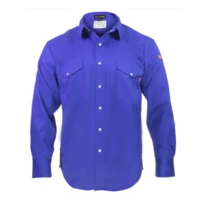 flame resistant fr shirt - 100% c - light weight (large, royal blue)