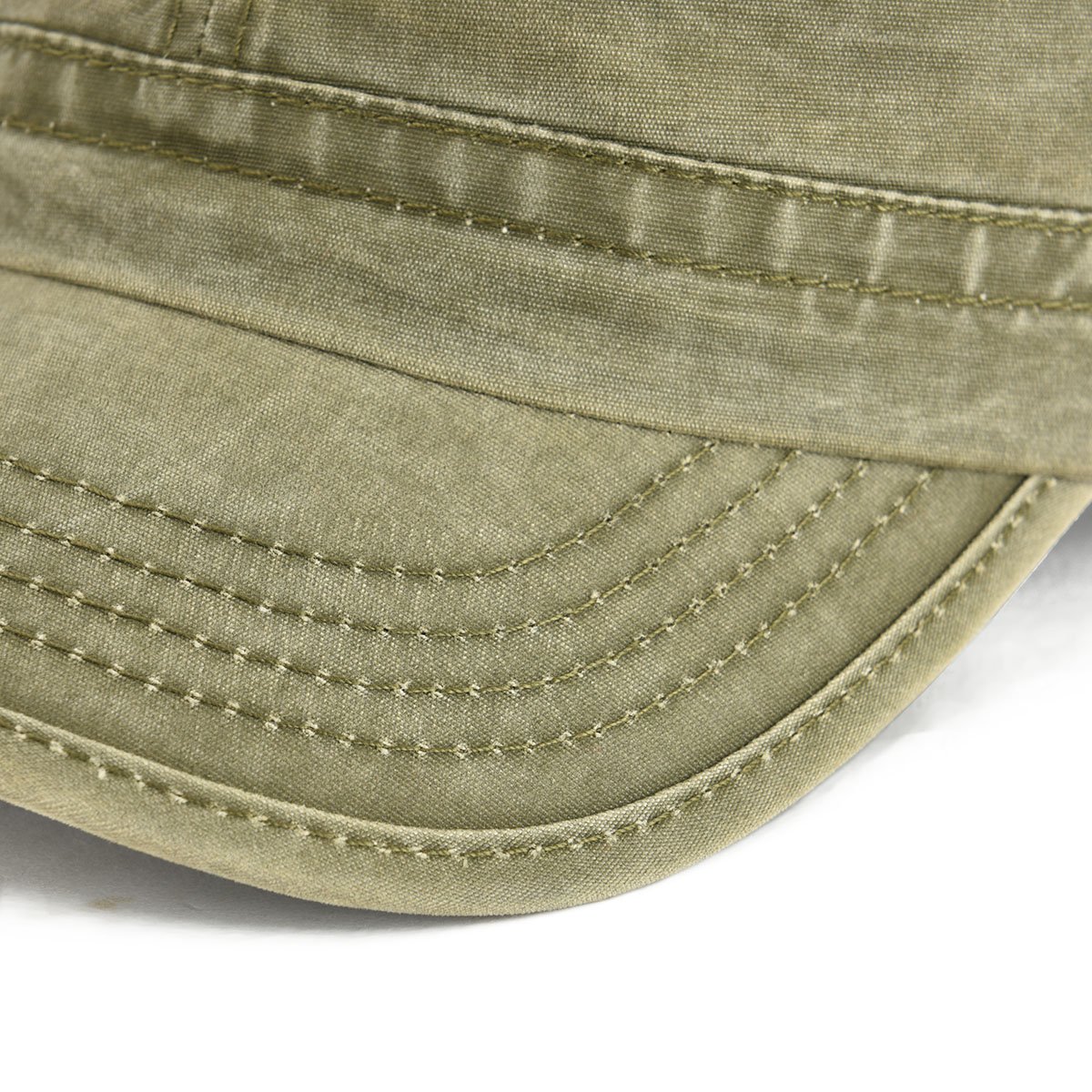 VOBOOM Washed Cotton Military Caps Cadet Army Caps Unique Design Vintage Flat Top Cap (Army Green)