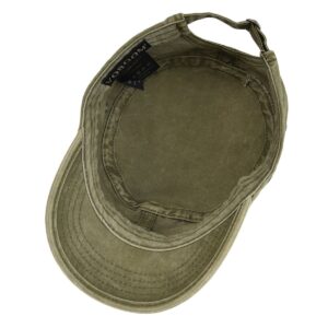 VOBOOM Washed Cotton Military Caps Cadet Army Caps Unique Design Vintage Flat Top Cap (Army Green)