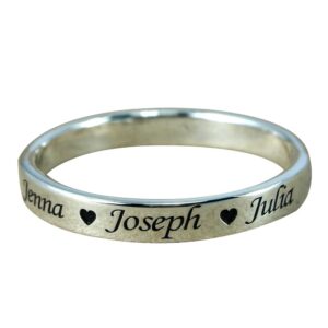 ouslier sterling silver personalized family name ring custom made with 3 name customized jewelry for mother women girls (silver)