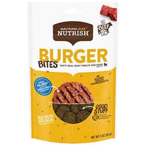 rachael ray nutrish burger bites real meat dog treats, beef burger with bison recipe, 3 ounces (pack of 8), grain free