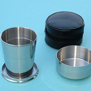 Engraved 5oz Stainless Steel Collapsible Drinking Cup with Leather Case