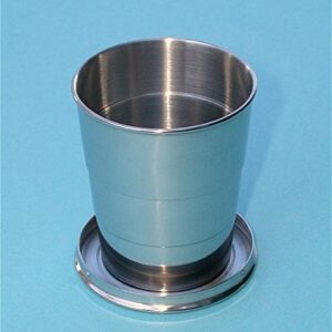 Engraved 5oz Stainless Steel Collapsible Drinking Cup with Leather Case