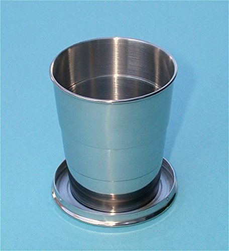 Engraved 5oz Stainless Steel Collapsible Drinking Cup with Leather Case