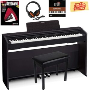 casio privia px-870 digital piano - black bundle with furniture bench, headphone, instructional book, online piano lessons, austin bazaar instructional dvd, and polishing cloth