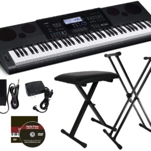 Casio WK-6600 76-Key Workstation Keyboard Bundle with Adjustable Stand, Bench, Sustain Pedal, Power Supply, Instructional DVD, and Austin Bazaar Polishing Cloth