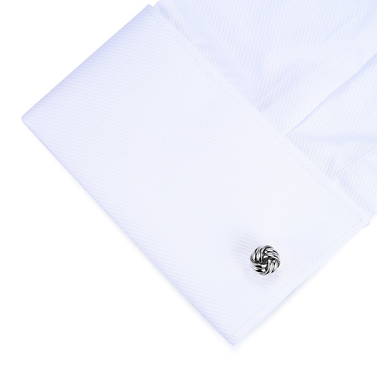 HONEY BEAR Twist Knot Cufflinks Steel for Mens Shirt Wedding Business Gift Silver