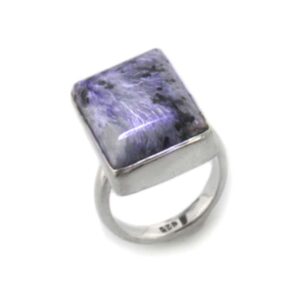 genuine purple russian charoite sterling silver ring size 6(sizes 5,6,7,8,9)