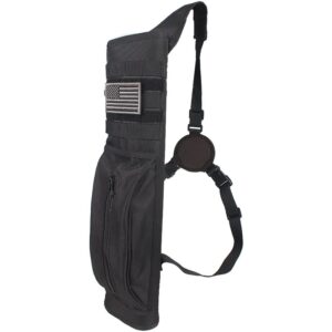 kratarc archery multi-function heavy duty back arrow quiver with molle system shoulder hanged target shooting quiver for arrows (black- for right-handed)