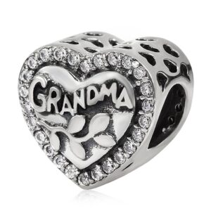 925 sterling silver love grandma charm heart charm birthday charm anniversary charm for pandora charms bracelet