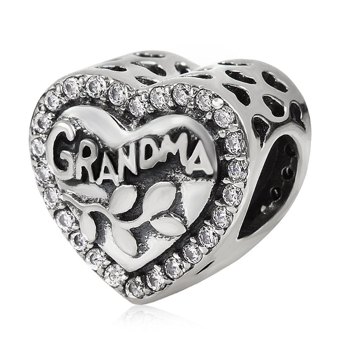 925 Sterling Silver Love Grandma Charm Heart Charm Birthday Charm Anniversary Charm for Pandora Charms Bracelet